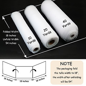 Ivory Tulle Fabric Roll, 54" x 20 Yards (60FT) Tulle for Wedding Decoration DIY Tutu Party Backdrop Baby Shower Table Skirts Gift Wrapping