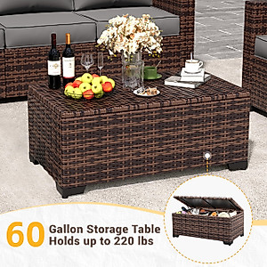 Amopatio Patio Furniture Set, Outdoor Patio Furniture Wicker Rattan Sofa, Outdoor Sectional with Ottomans, Patio Set for Backyard Porch Balcony Furniture (Grey)