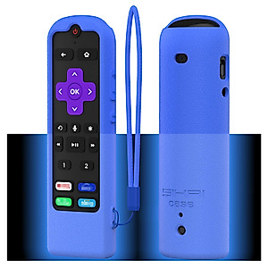 Silicone Remote Case for Roku Voice Remote Pro,Select Series 4K/lus Series 4K TVs 2024,RCS01R Shockproof Protective Cover for Ultra(2019-2011) with Lanyard for Streaming Stick 4K+ Remote(Blue)