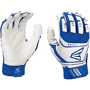 Easton Baseball Walk Off Power Leverage Adult Batting Gloves, White Royal, Small