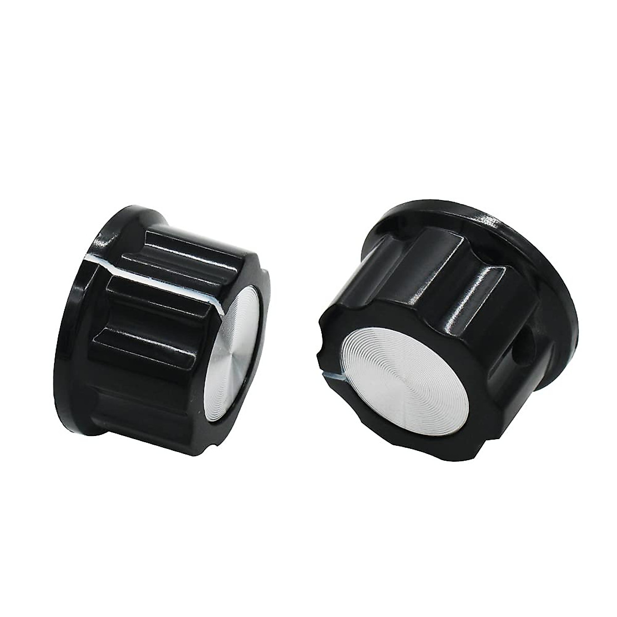 mxuteuk 10Pcs Black Potentiometer Control Knob Volume Audio Electric Guitar Bass Screw Type 26 x 15mm (d*h) + 10pcs 0-100 Scale Sheet KNOB-A03