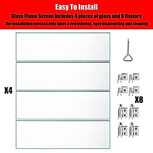 DONSIQIZZ 17.5 18 Inch Square Fire Pit Glass Wind Guard 18"x 18"x 6" Flame/Wind Guard for Fire Pit Burner Pans Outdoor Clear Tempered Glass Flame Shield for 28in & 32in Square Fire Table