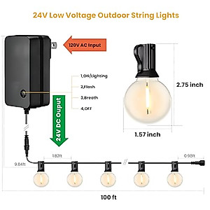 Yuusei Outdoor String Light with Remote, 100FT Outdoor Lights for Patio with 50+2 Shatterproof G40 Edison Bulbs, IP45 Waterproof String Lights for Backyard,Bistro,Cafe,Market 2500K Warm White