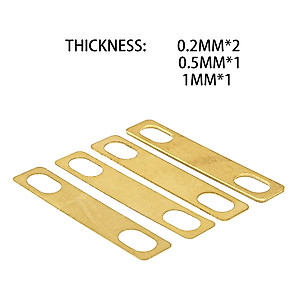 4Pcs Yootones Guitar Neck Shims 2Pcs 0.2mm, 1Pcs 0.5mm & 1Pcs 1mm Thickness Brass Shims Compatible with Guitar Bass Bolt-on Neck Repair(Gold)
