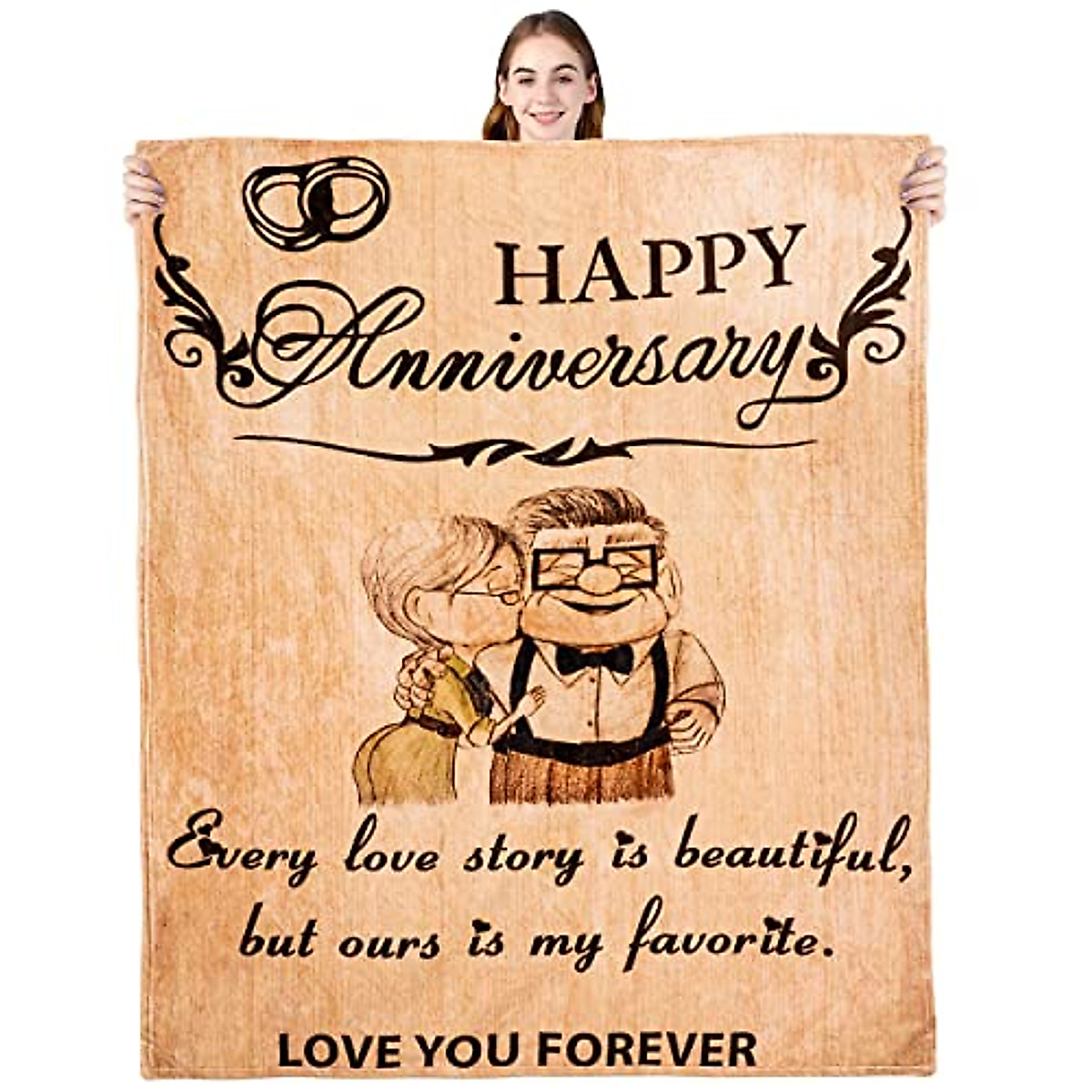 BLAMEZI Wedding Anniversary for Her Him Gifts, Personalized Throw Blanket Gift, Anniversary Christmas Valentines for Wife Husband Mom Dad Gifts