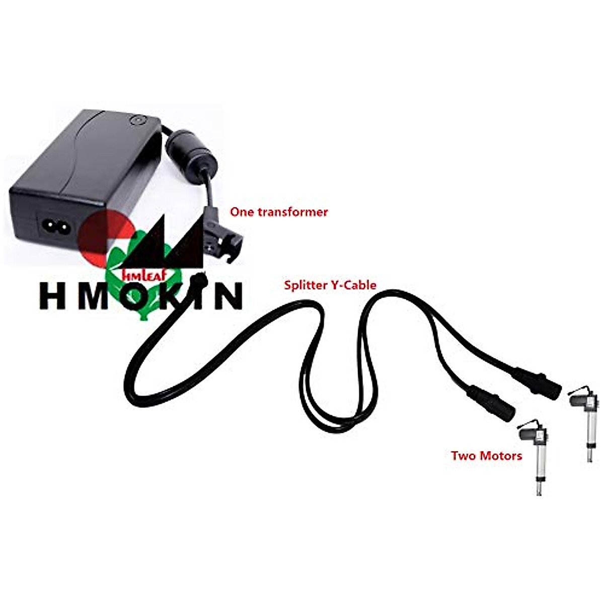 hmleaf® 2 Pin Splitter Y-Cable 40 in Connect Two Motors to One Transformer Extension Cable for Electric Recliner Sofa Sectional