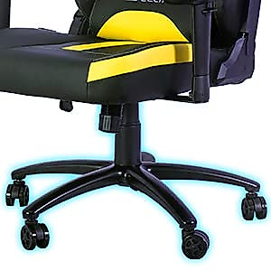 Gaming Chair Racing Massage Computer Chair - Cushioned Comfort High Back PU Leather USB Vibrator Ergonomic Recliner Home Office Video Game for Kids for Gift (Yellow, D06-M)