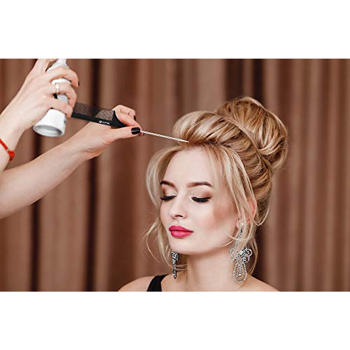 HYOUJIN 7 pcs Hair Comb Set Rat Tail Parting Combs Carbon Wide and Fine Tooth Comb Brush Cutting Comb Professional Styling Hair Combs for Women,Men Accessories with Clips