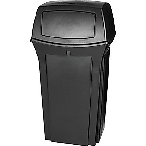 Rubbermaid Commercial Products FG843088BLA Ranger Trash Can with Lid, 35 Gallon, Black Plastic, for Outdoor Use