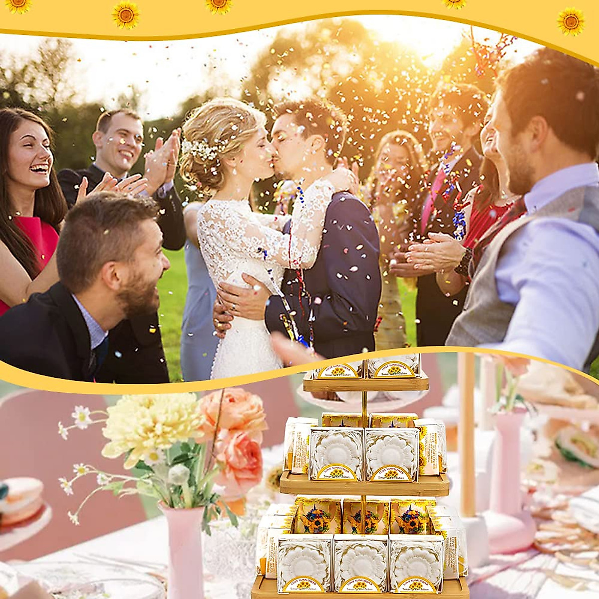 AIXIANG 24 Pack Sunflower Style Soap Favors, Wedding Party Favors for Guests, Bridal Shower Party Favors, Mothers Day Gifts Soaps, Housewarming Favors, Baby Shower Favors