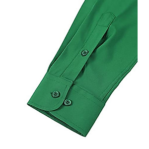 Mens Dress Shirt Slim Fit Long Sleeve Button Down Shirt Suit Wear No Tuck Green Medium Camisas De Vestir para Hombre