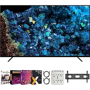 Sony XR65A80L BRAVIA XR 65" A80L OLED 4K HDR Smart TV with Google TV Bundle with Premiere Movies Streaming + 37-100 Inch TV Wall Mount + 6-Outlet Surge Adapter + 2X 6FT 4K HDMI 2.0 Cable (2023 Model)