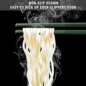 SUPJOYES 5 Pairs Fiberglass Chopsticks - Multicolor Reusable Chopsticks Dishwasher Safe, Japanese Chinese Chop Sticks with Cherry Blossom Pattern, 9 1/2 Inches