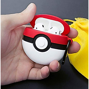 KAKUYI AirPods Case Cover with Keychain, Soft Silicone 3D Cute Cartoon Animal Character Kawaii Fashion Cover Funny Protective Case Compatible with AirPod 2 & 1 (Elf Ball)