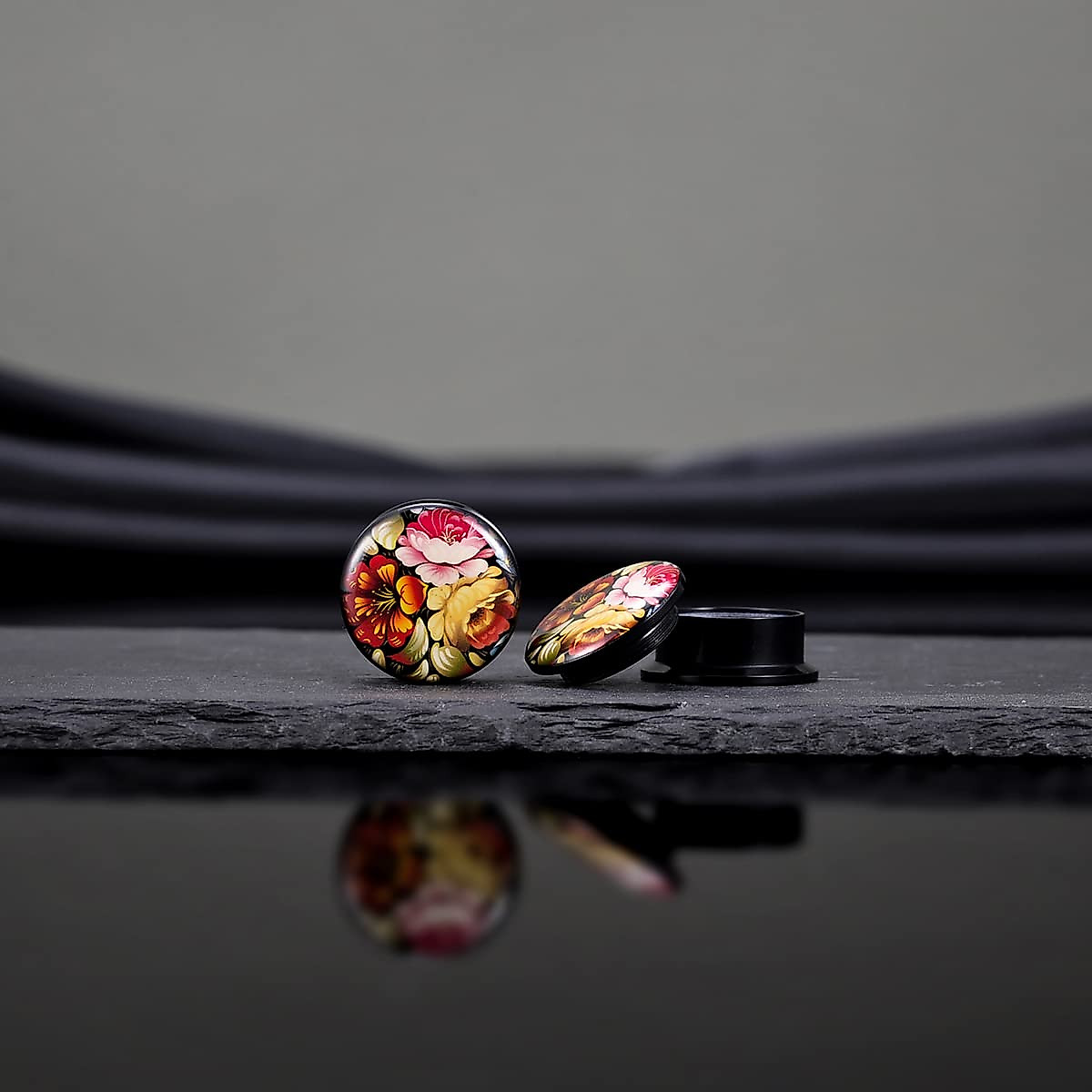 KUBOOZ(5 Pairs Rose Acrylic Ear Plugs Tunnels Gauges Stretcher Piercings