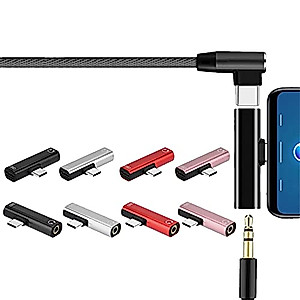 1PCS Type C to 3.5mm Adapter,2 in 1 Audio Charging USB C to Audio Jack,USB C to 3.5mm Audio Headphone Adapter Converter, for Phone Tablet Laptop, Thumbs-up Clip, One Size, Black