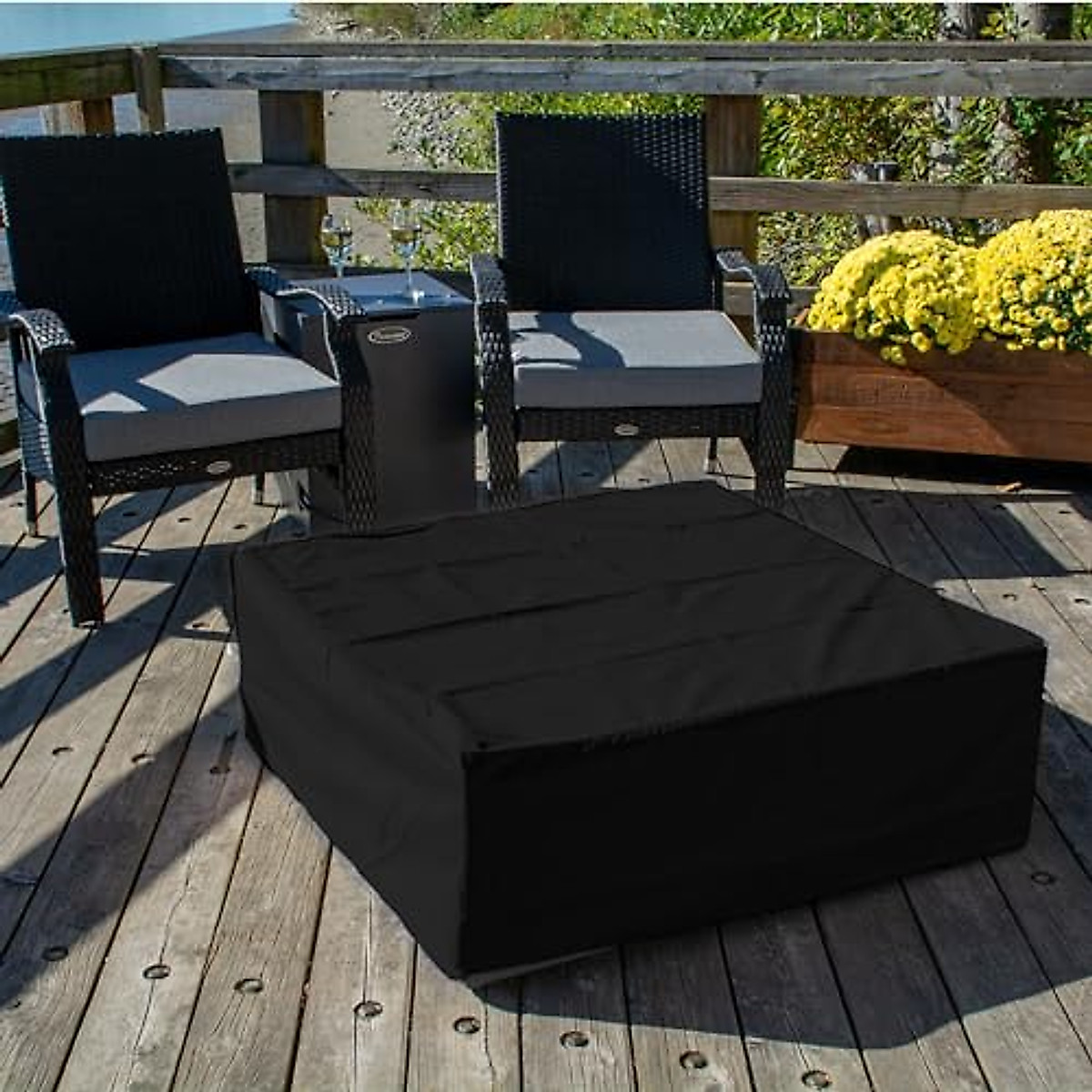 Paramount FP-419 Square Aluminum Concrete Look Firepit Table with Convertible Burner, Grey