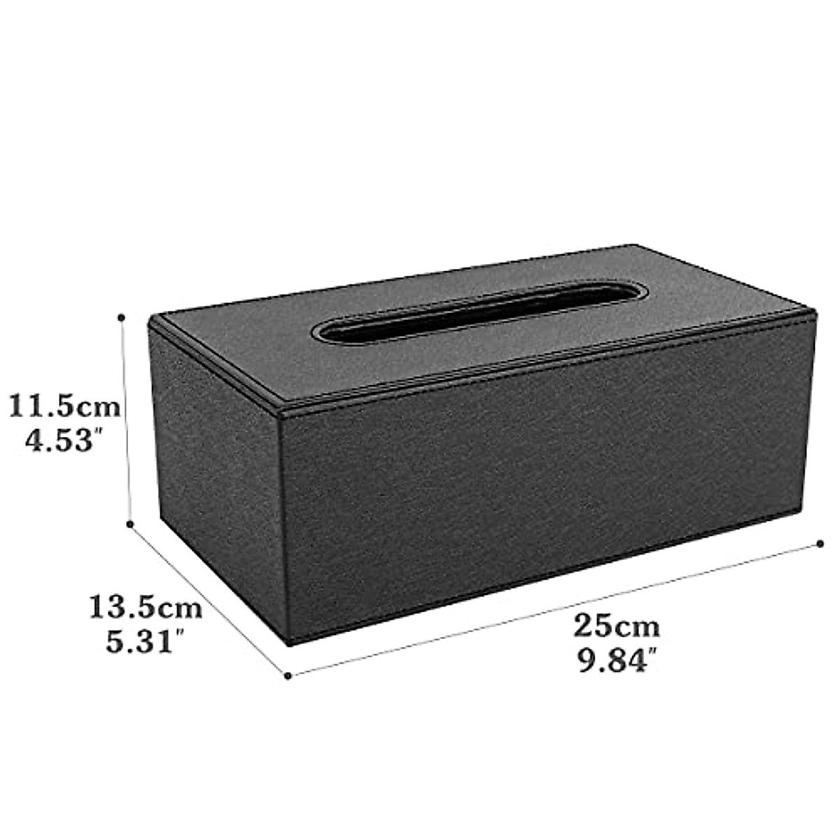 Luxspire Rectangular PU Leather Tissue Box Cover Holder, Facial Tissue Box Cover Toilet Paper Box Case Napkin Dispenser for Countertop Bedroom Car Office Bathroom Home Deco Accessories, Black