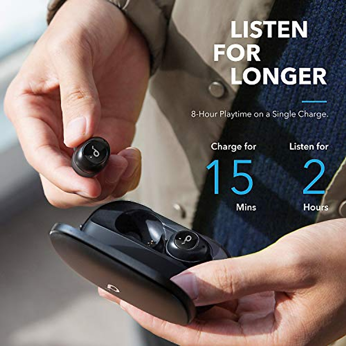 Soundcore Liberty True Wireless Earbuds, 100 Hour Playtime, Graphene Sound, Fast Charging, Secure Fit, Bluetooth 5, Easy Pairing, Sweatproof True Wireless Earbuds with Smart AI, Stereo Handsfree Calls