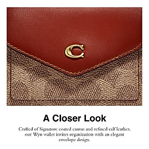 Coach Color-block Coated Canvas Signature Wyn Small Wallet, B4/Tan Rust, One Size