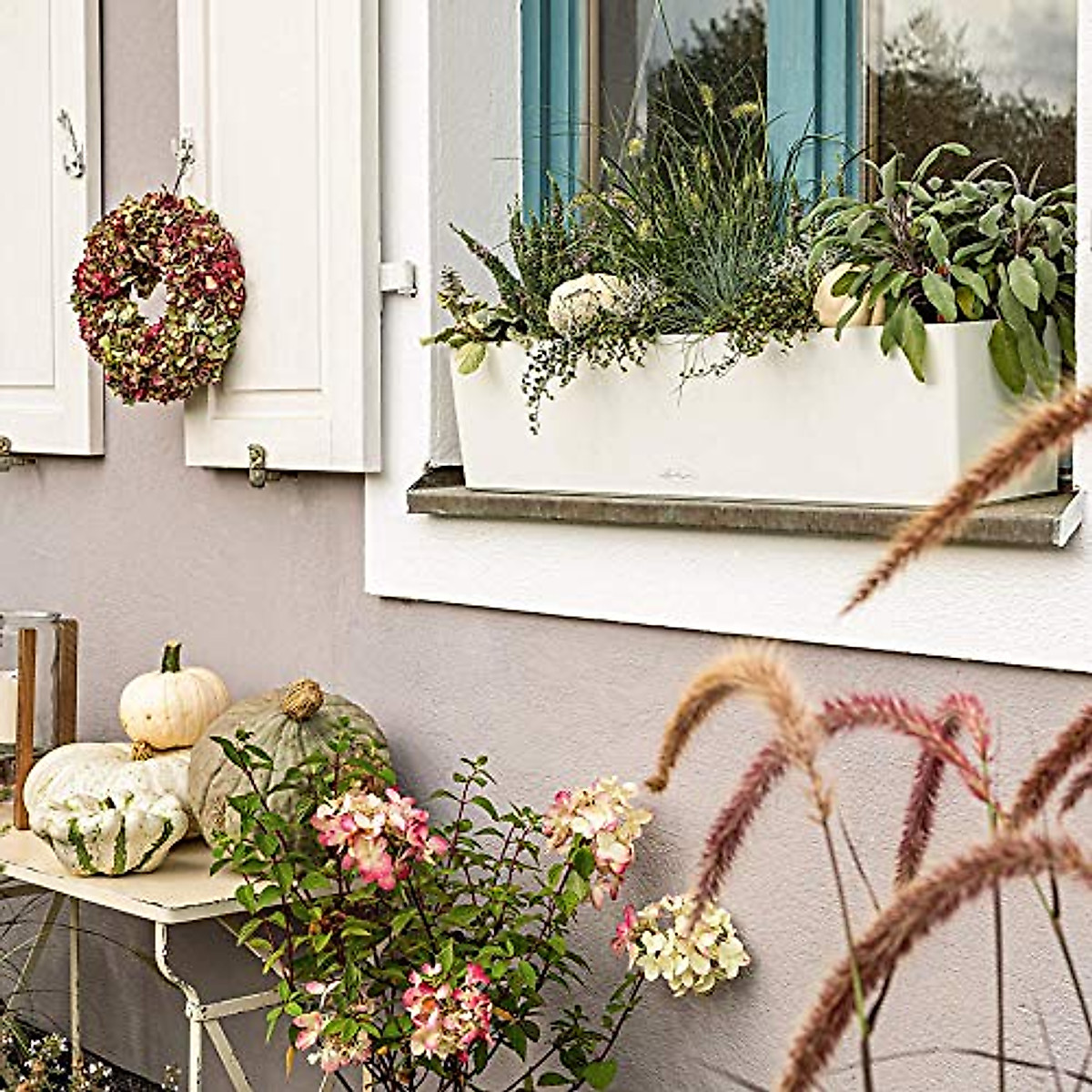 Lechuza 15680 Balconera Color 80 Garden Indoor and Outdoor Use, White Matte Self Watering Planter