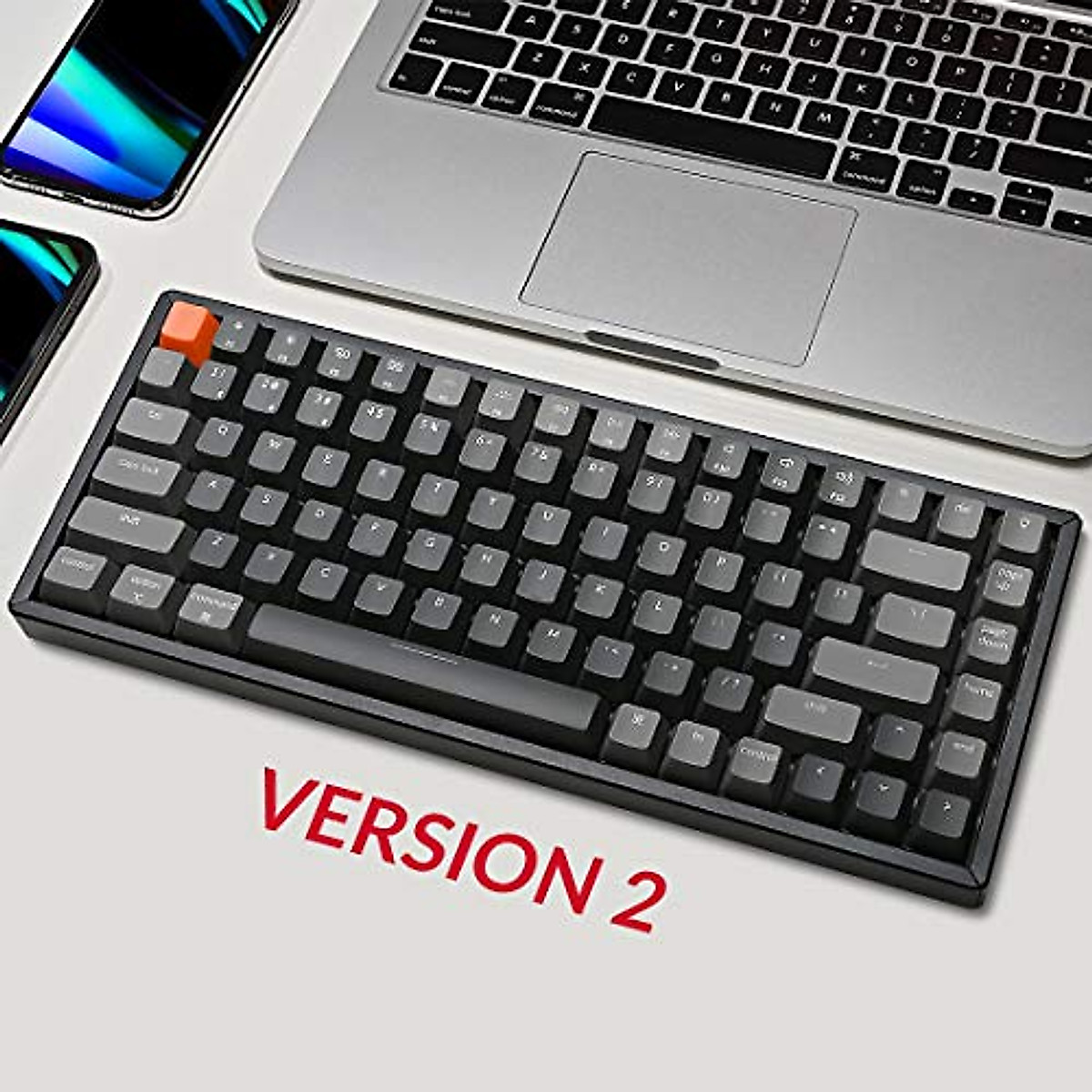 Keychron K2 Version 2 Wireless Gaming Mechanical Keyboard, Bluetooth/USB Wired Compact 84 Keys RGB LED Backlit Aluminum Frame for Mac Windows, Gateron G Pro Blue Switch