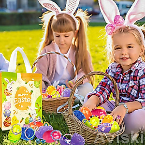Aviski 12Pcs Easter Surprise Eggs with Cute Bracelet & Ring Inside for Easter Theme Party Favors, Supplies for Easter Egg Hunt, Basket Stuffers/Fillers, Classroom Prize Supplies Toddler Boys Girls