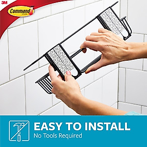 Command Shower Caddy Matte Black with Water Resistant Command Strips, Bathroom Organizer, Holds up to 6.5 lbs, 1 Count (Pack of 1)