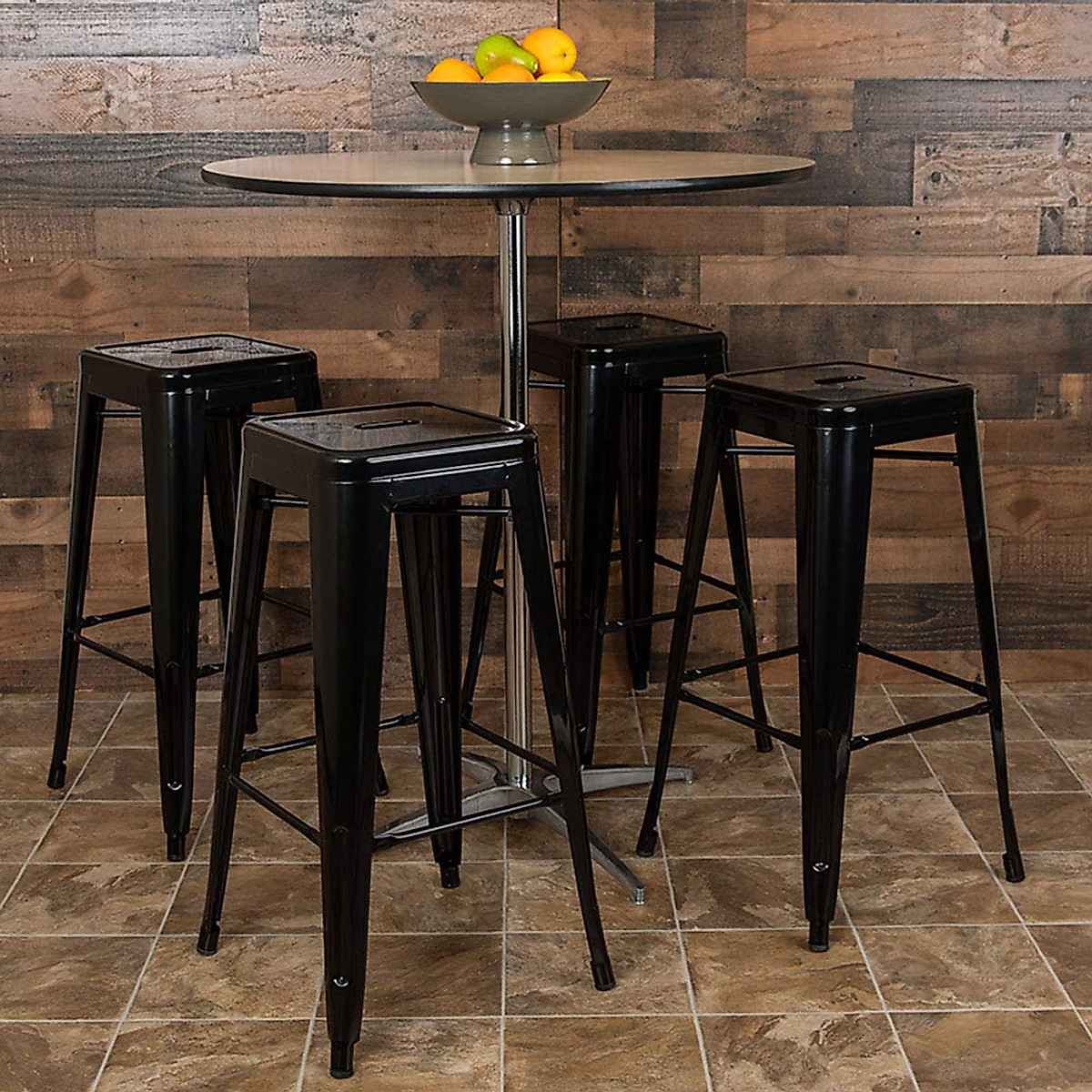 Flash Furniture Lily 30" High Metal Indoor Bar Stool in Black - Stackable Set of 4