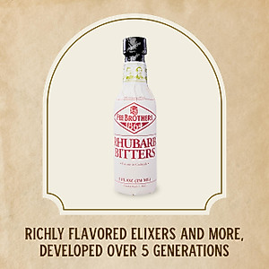 Fee Brothers Rhubarb Cocktail Bitters - Aromatic Cocktail Mixer and Concentrated Flavoring, Gluten Free, Vegan-Friendly, 5 fl oz