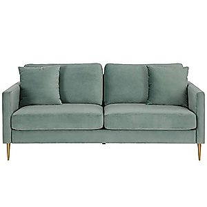 CosmoLiving by Cosmopolitan Highland Sofa Couch with Pillows, Seafoam Green