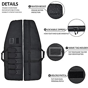 AUMTISC AR 15 Soft Rifle Gun Case, Tactical Shooting Range Rifle Gun Bag with 5 Pouches and Ajustable Shoulder Strap, Black 39 Inch