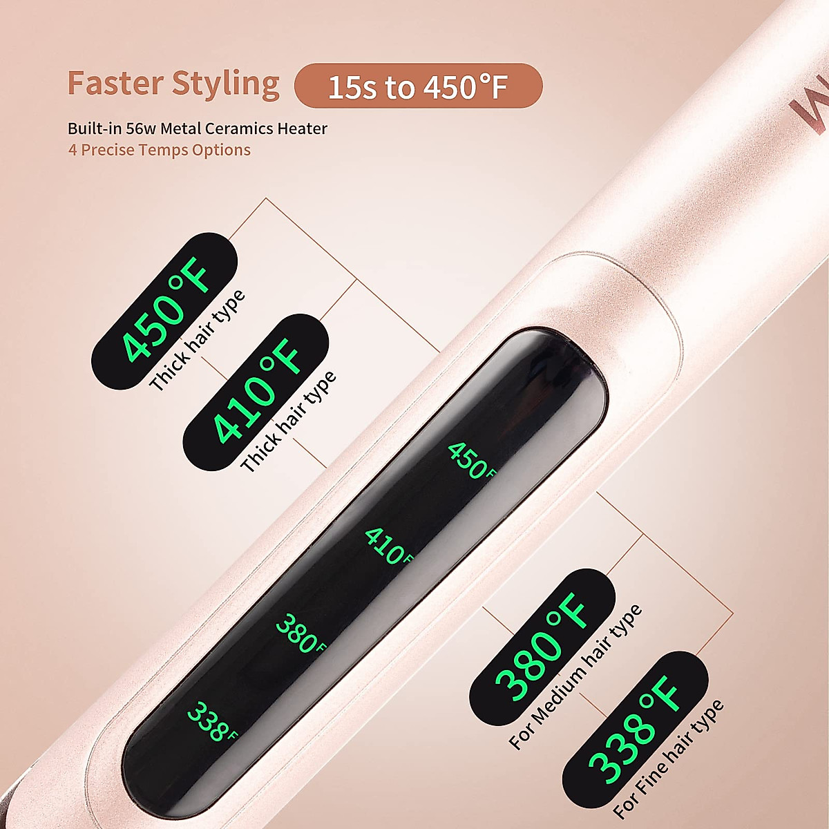 Hair Straightener - Flat Iron - Ceramic Hair Straightener and Curler 2 in 1-Flat Iron for Hair Prizm - 15 S Fast Heating-Maximum 450 DF (1.1 Inch,Champagne Gold)