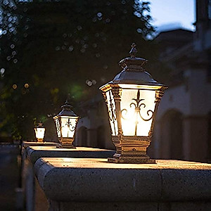 WANGYONGXIANG E27 Outdoor Post Lights,Solar Fence Doorpost Lamp, Outdoor Waterproof Courtyard Wall Courtyard Pillar Villa Gate Lamp,Aluminum Pillar Door Garden Park Home Decorative Lighting Post Light