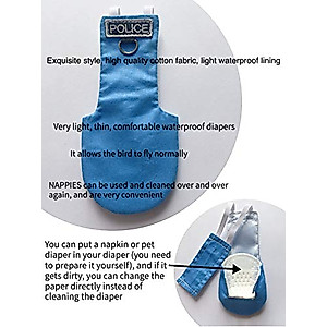 Bird Clothes Parrot Diapers Bird Flight Suits, Reusable Waterproof Diapers pet Bird Supplies Poli(L)