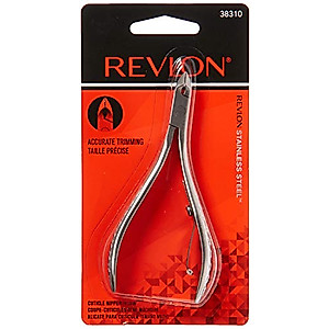 Cuticle Trimmer by Revlon, Half Jaw Cuticle Remover Tool, Nail Care, High Precision Blade, Easy Grip, Stainless Steel (Pack of 1)