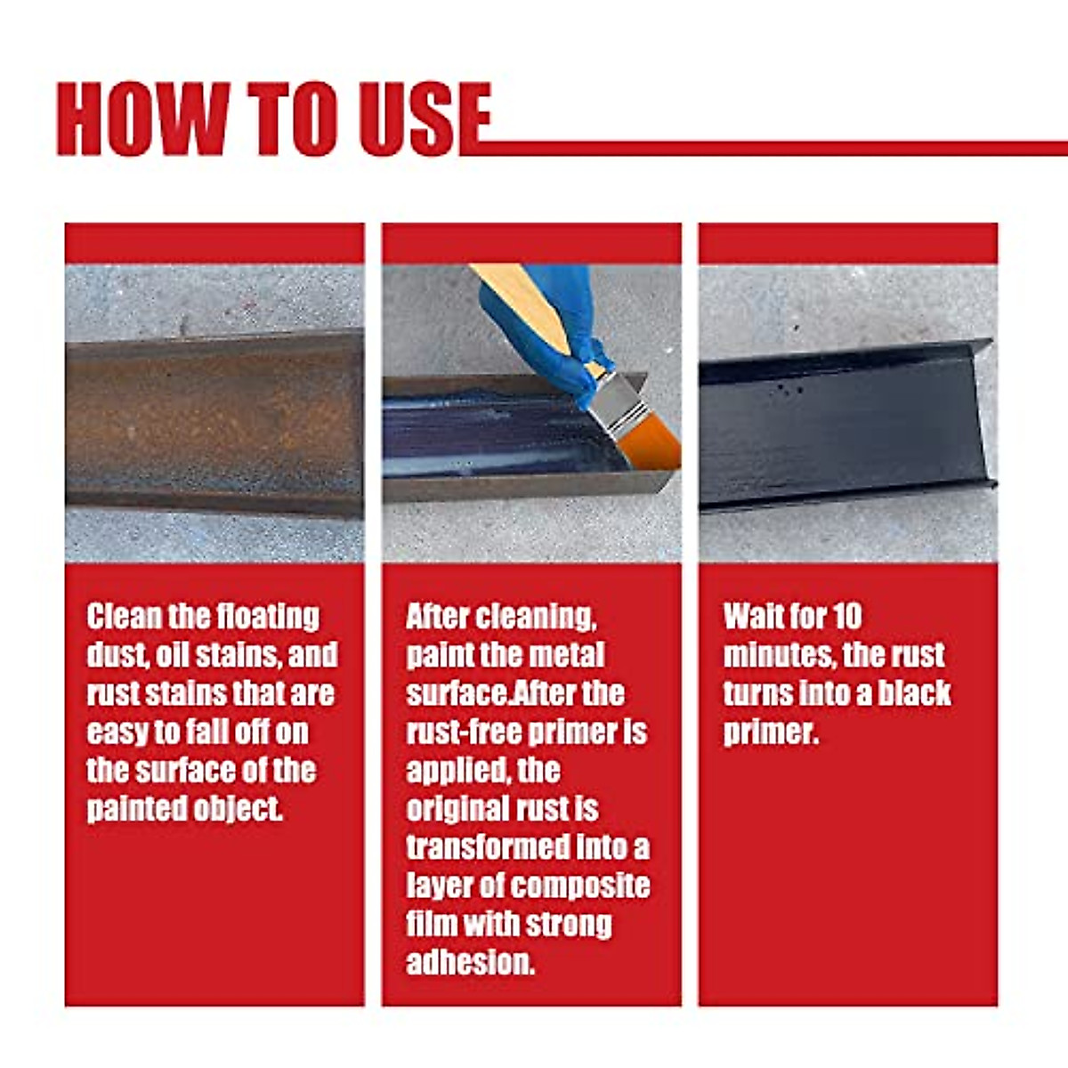 Fractionk Water-Based Metal Rust Remover, Multi Purpose Anti-Rust Rust Remover Repair Protect, Car Chassis Rust Converter, Maintenance Cleaning Rust Dissolver for Car, with Brush (3pcs)