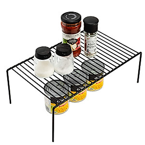 iPEGTOP 6 Pack Large (15.7 x 9.4 Inch) Freezer Cabinet Storage Shelf Rack, Rustproof Stainless Steel Kitchen Organizer Space Saver for Fridge Pantry Shelves Countertops - White