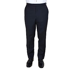 Sir Gregory Men's Fitted Flat Front Tuxedo Pants Formal Satin Stripe Trousers with Adjustable Waistband Size 39-41 Waist x 32 Length Black