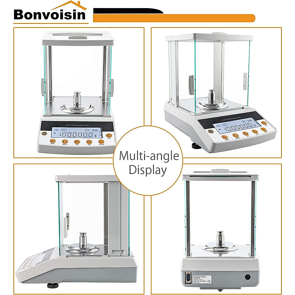 Bonvoisin Digital Analytical Balance 0.1mg High Precision Lab Scale CE Certificated Electronic Balance 0.0001g Scientific Laboratory Scale (220g, 0.1mg)