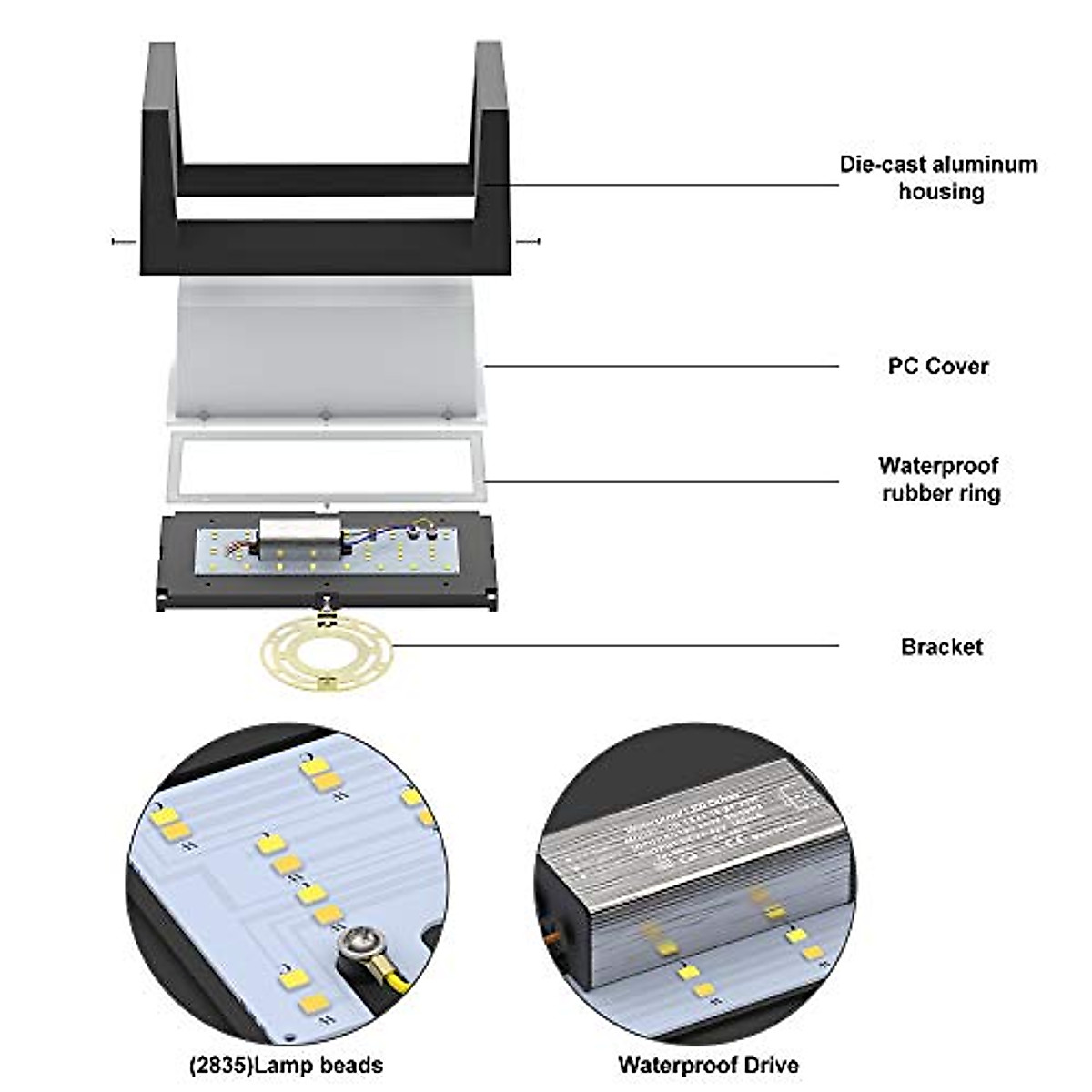 Sytmhoe Modern Outdoor Wall Lights,24W-LED Wall Sconce Light Fixtures,3-Color-Changeable Wall Mounted Lamps,Matte Black Porch&amp;Patio Light,IP65 Waterproof for Hallway Stairs Gardens