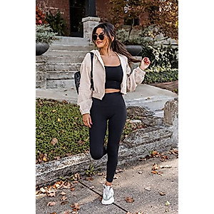 Leggings for Women - Butt Lift High Waisted Tummy Control No See-Through Yoga Pants Workout Running Leggings Black Large-X-Large