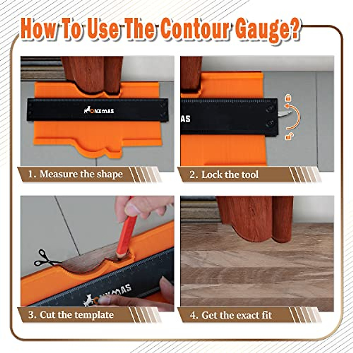 Contour Gauge Profile Tool 10inch, Men Gifts for Dad Boyfriend Husband, Shape Duplicator Flooring Tools for Woodworking-DIY Carpenter, Anniversary Birthday Gift Ideas for Him Grandpa,Cool Gadgets