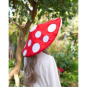 Dreamstall Mushroom Hat Costume Cosplay Accessory Party Hat Cap, Oversized with Wired Brim (Red)