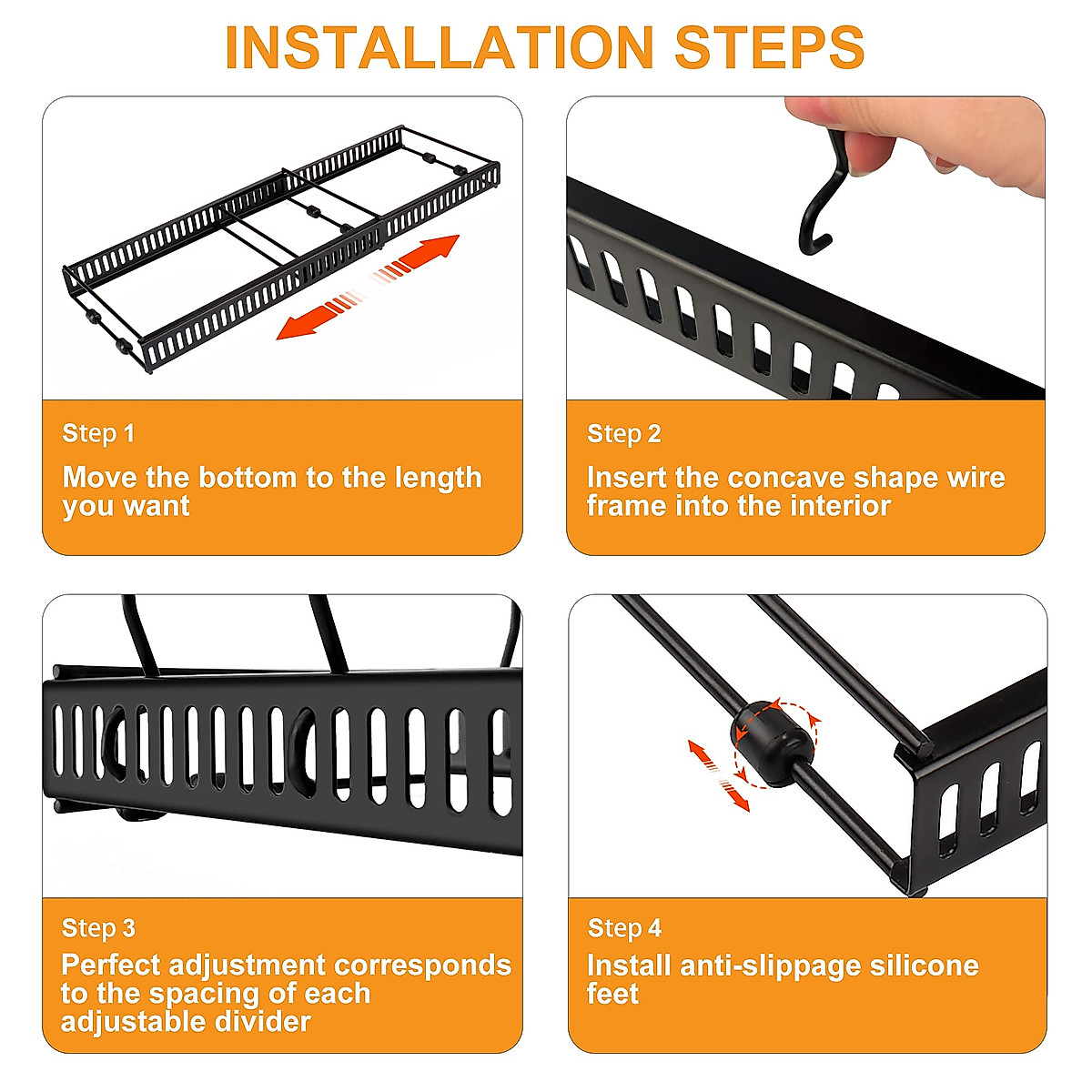 Pots and Pans Organizer,Expandable Pot Rack Organizer for Cabinet, Pot Lid Organizer Holder with 10 Adjustable Compartment Pans Holder for Kitchen Cabinet Cookware Baking Frying Rack Bake Ware Storage