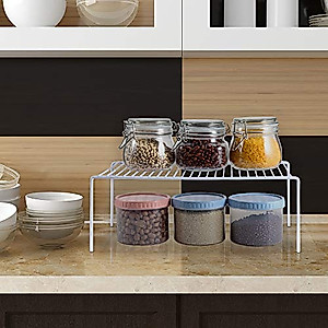 Redrubbit Large (15.7 x 9. 4 Inch) Cabinet Storage Shelf Rack, Rustproof Kitchen Counter and Cabinet Shelf, Storage Rack Organizer for Kitchen, Fridge, Cabinet, Bathroom, Set of 4