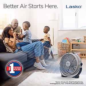 Lasko 3300 Wind Machine Air Circulator Portable High Velocity Floor Fans, for Indoor Home Cooling Breezes and, White Noise in Bedroom