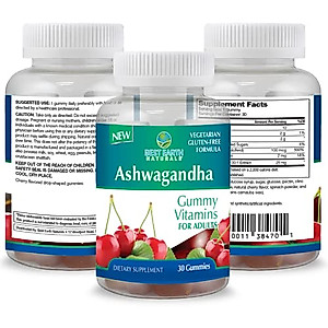 Best Earth Naturals Ashwagandha Gummies - Delicious Cherry Flavored, Vegan, Gluten Free Ashwagandha Gummy Vitamins 30 Count
