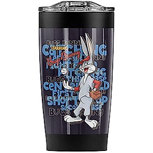 Logovision Looney Tunes Bugs Bunny Baseball Stainless Steel Tumbler 20 oz Coffee Travel Mug/Cup, Vacuum Insulated & Double Wall with Leakproof Sliding Lid | Great for Hot Drinks and Cold Beverages
