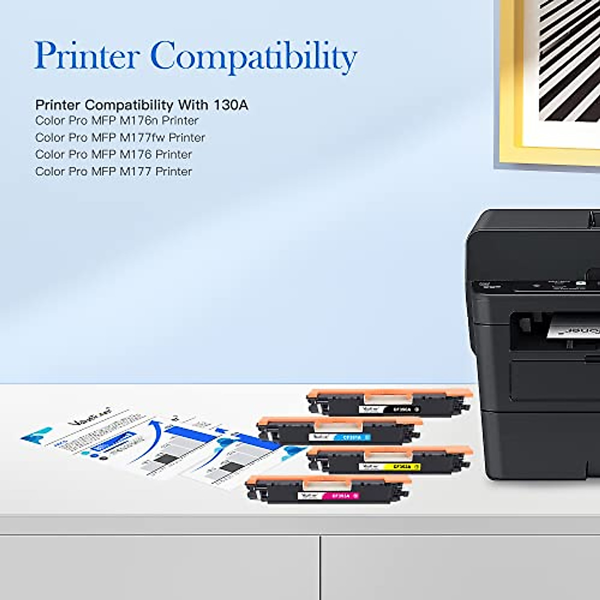 Valuetoner Remanufactured Toner Cartridge Replacement for HP 130A CF350A CF351A CF352A CF353A for Pro Color MFP M177fw M176n M177 M176 Printer (1 Black, 1 Cyan, 1 Magenta, 1 Yellow, 4 Pack)